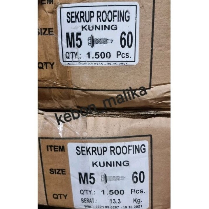 Jual Skrup alkan baut atap seng drilling sekrup atap roofing kuning M5 ...