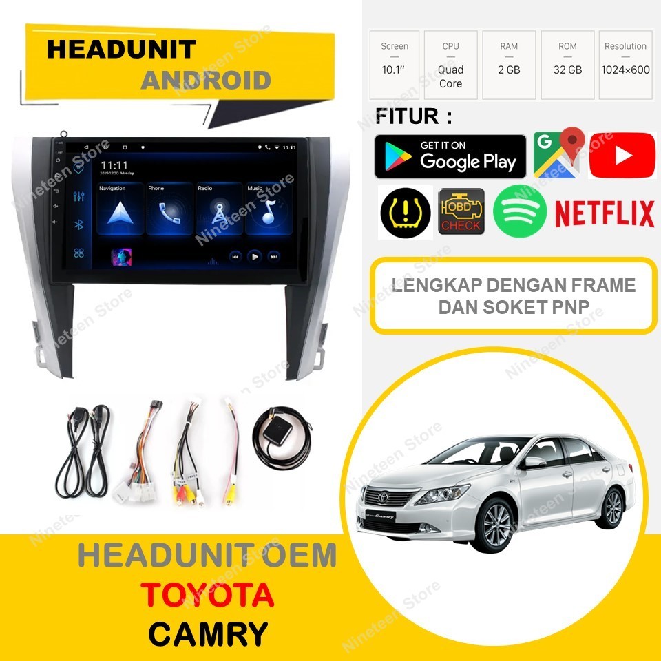 Jual Headunit Android Set Toyota Camry 2015-2017 10 Inch Frame Soket ...