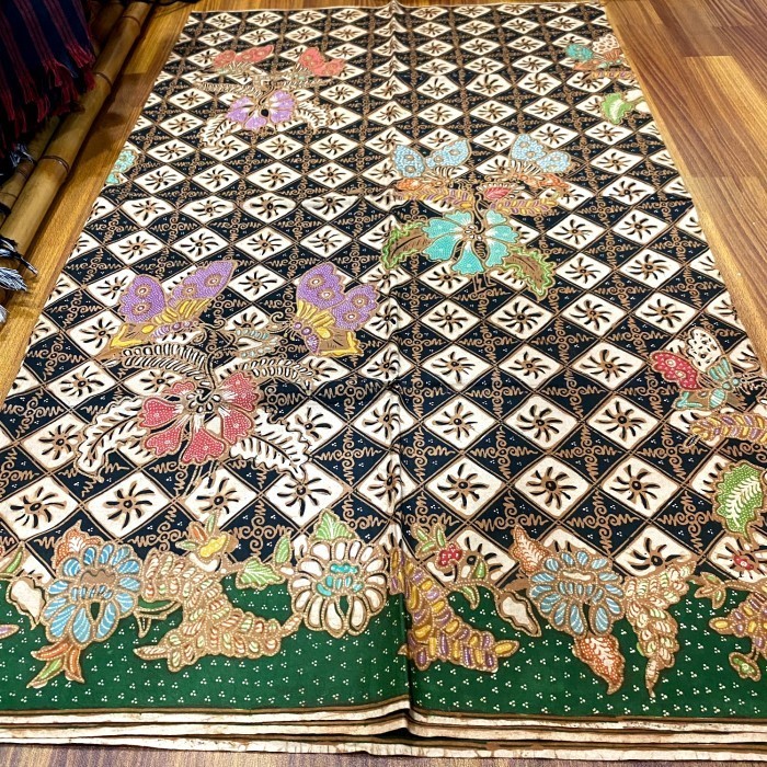 Jual kain batik full tulis canting motif kotak ceplok bunga colet warna ...