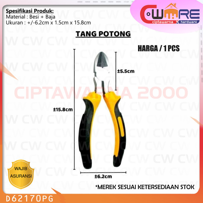 Jual Tang Potong Cutting Pliers Alat Peralatan Perkakas Tangan Ukuran 6 ...