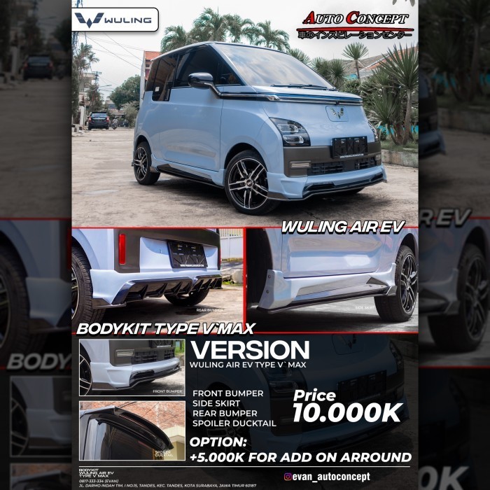 Jual Bodykit Add On V'Max Wuling Air Ev Mentahan Tanpa Spoiler BODY KIT ...