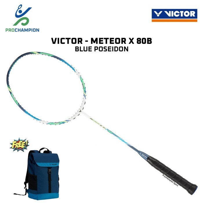 Jual Raket Badminton Victor Original Meteor X 80 Blue Poseidon | Shopee ...