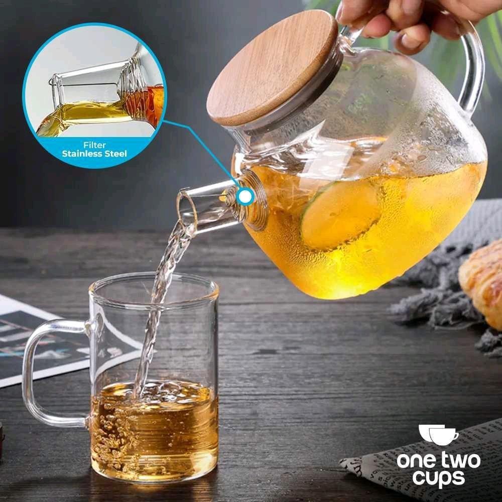 Jual One Two Cups Teko Pitcher Teh Chinese Teapot Maker Glass 1L - BR-384 (Varian:Transparan ...