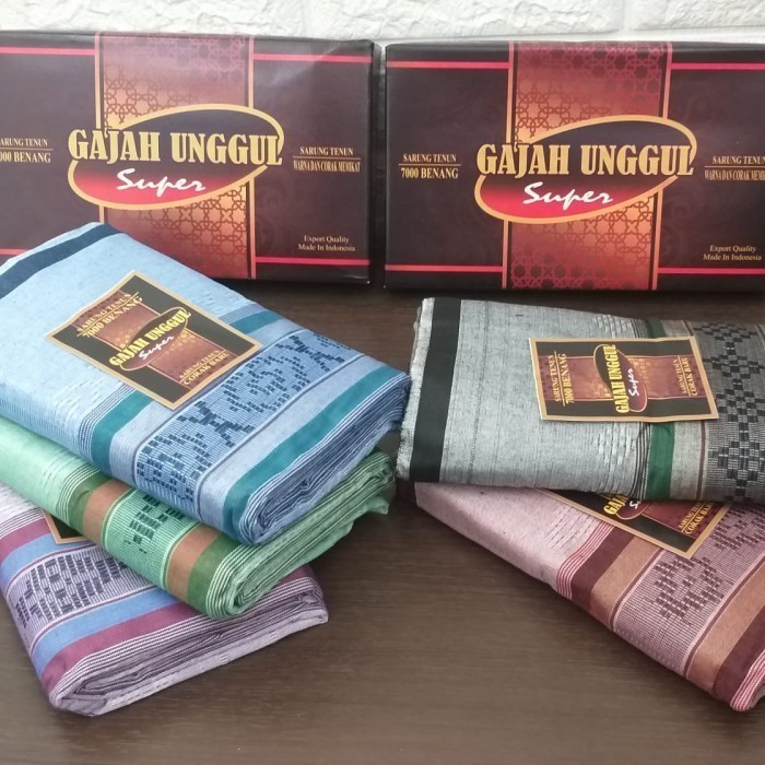 Jual Sarung Tenun Dewasa Gajah Unggul 7000 Benang Kemasan BOX - Sarung ...