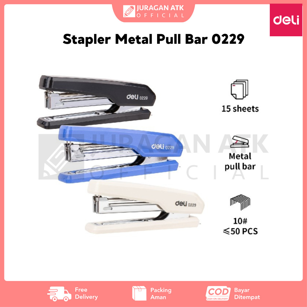 Jual Stapler/ Staples Deli Metal Pull Bar 15 Sheets 0229 | Shopee Indonesia