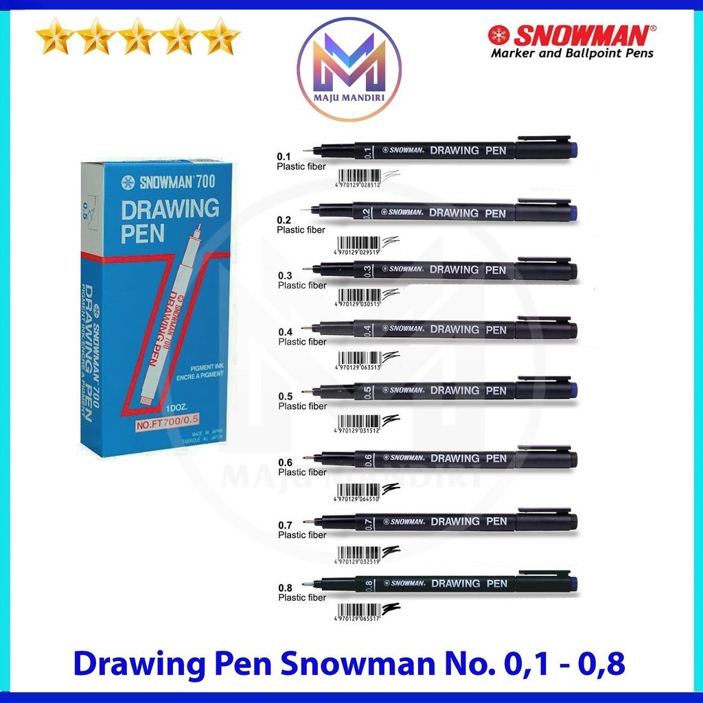 Jual Drawing Pen Snowman 0.1 0.2 0.3 0.4 0.5 0.6 0.7 0.8 | Shopee Indonesia