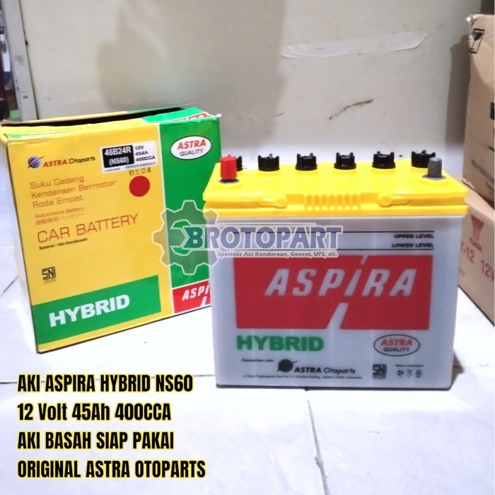 Jual Aki Mobil ASPIRA HYBRID NS60 46B24R 12v 45Ah Accu Basah Original Astra | Shopee Indonesia