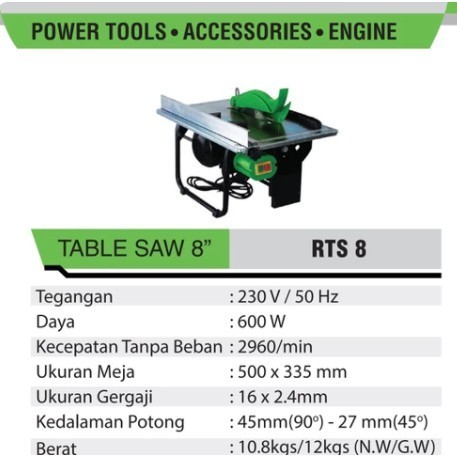 Jual RYU table saw 8" RTS 8 - Mesin Gergaji Meja Potong Kayu 8 inch ...