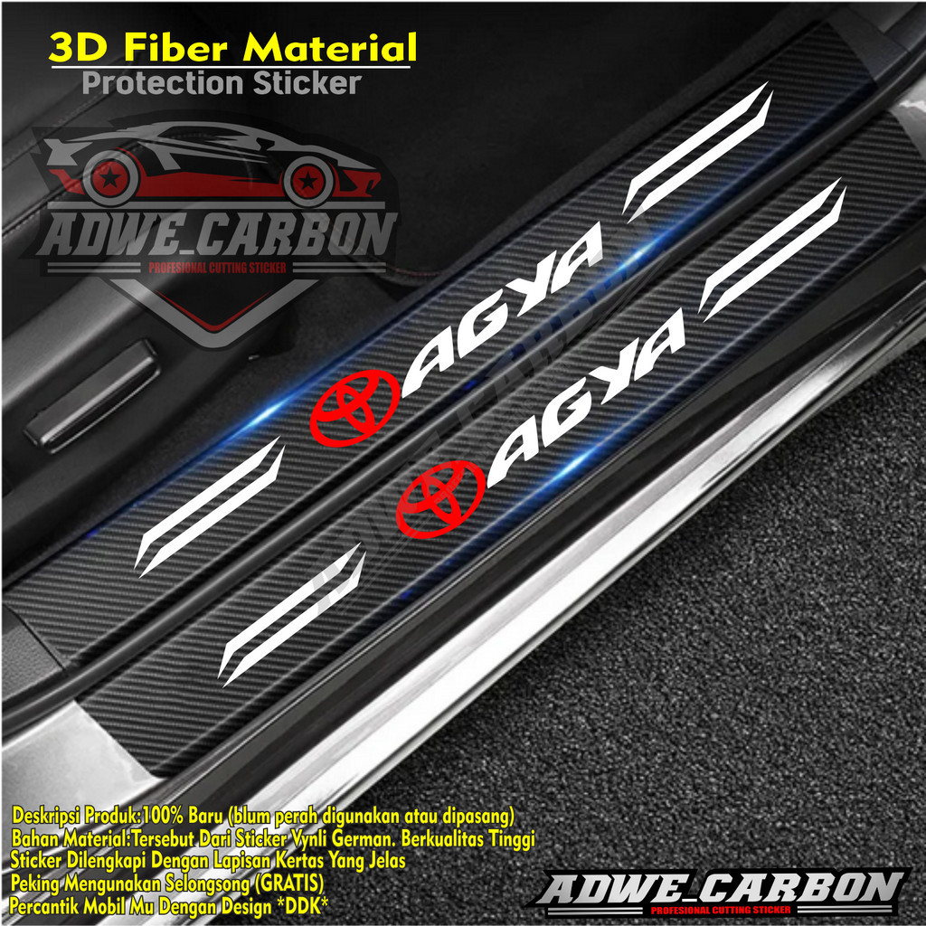 Jual stiker carbon 3D mobil Agya stiker pengaman pijakan pintu mobil ...