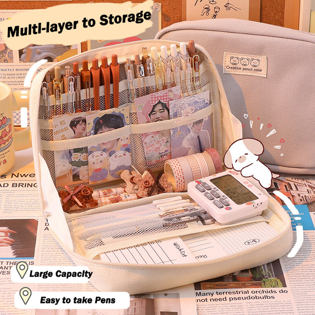 Jual 8-Layer 12-layer Super Large Capacity Pencil Case Kawaii Canvas ...