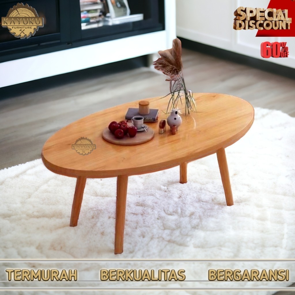 Jual Meja kayu oval meja tamu meja kopi coffee table meja sofa ...