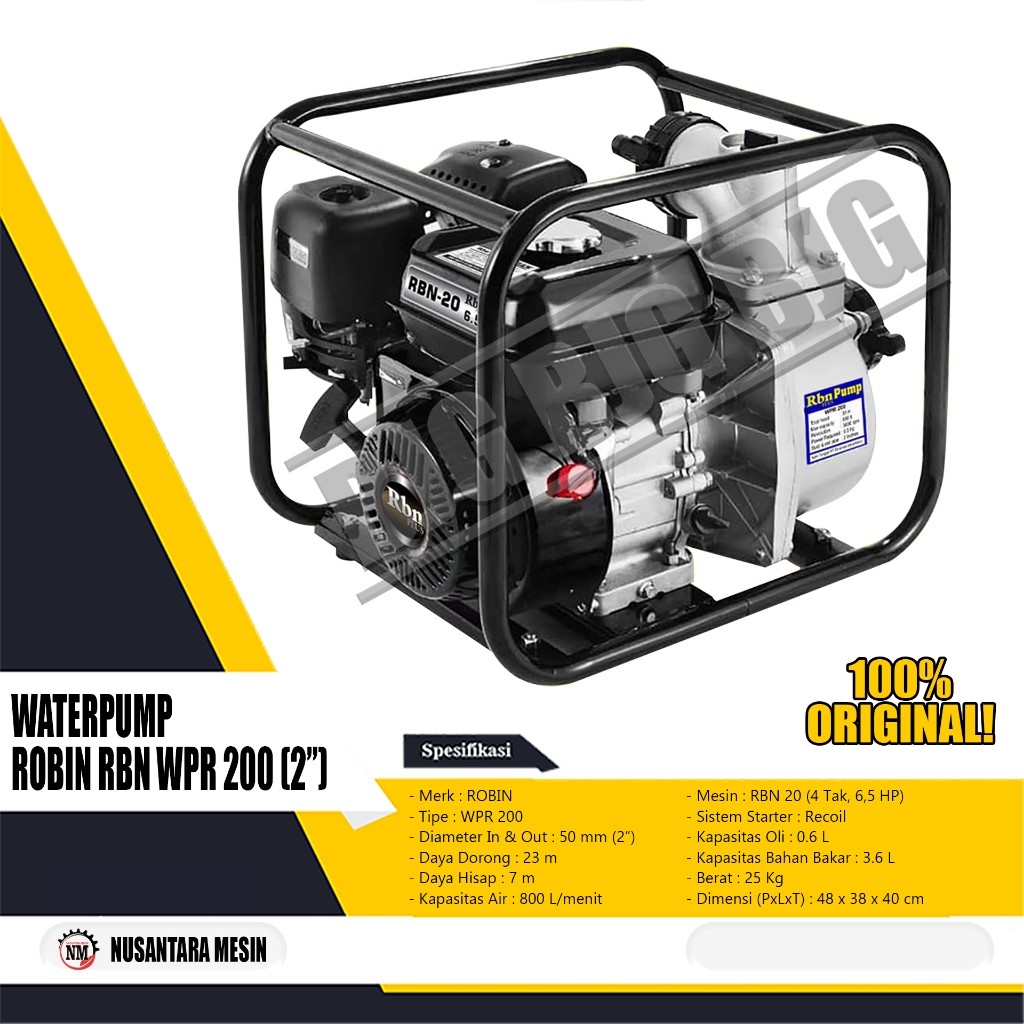 Jual MESIN POMPA AIR / GASOLINE WATERPUMP ROBIN WPR 200 2 INCH | Shopee ...