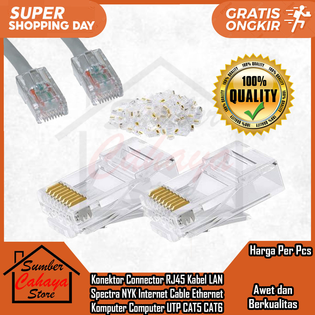 Jual Konektor Connector RJ45 Spectra LAN Internet Ethernet Cable Kabel ...