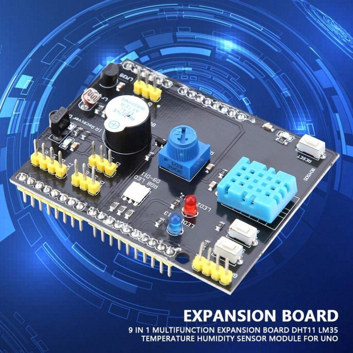 Jual Multifunction 9in1 Sensor Shield LM35 DHT11 LDR IR LED for Uno ...
