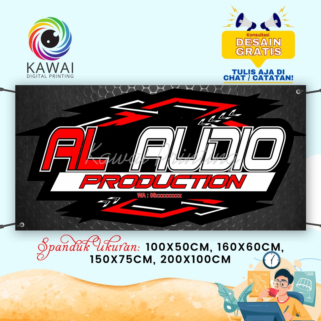 Jual Spanduk Banner MMT Audio Production Merah Putih Bisa Rekuest ...