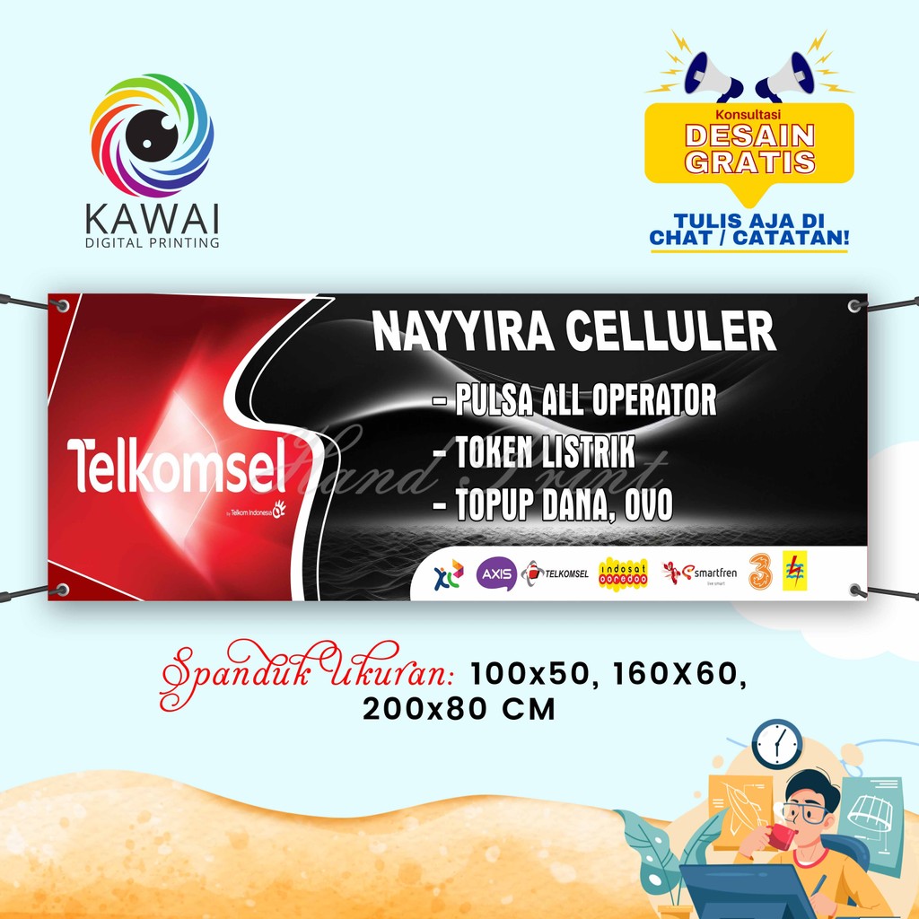 Jual SPANDUK / BANNER Jual Pulsa All Operator Hitam Merah Free Design ...
