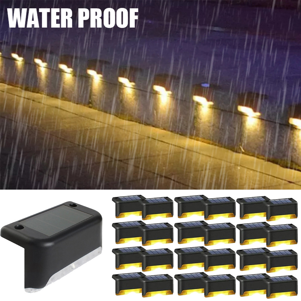 Jual Warm White LED Solar Step Lamp Path Stair Outdoor Garden Lights ...