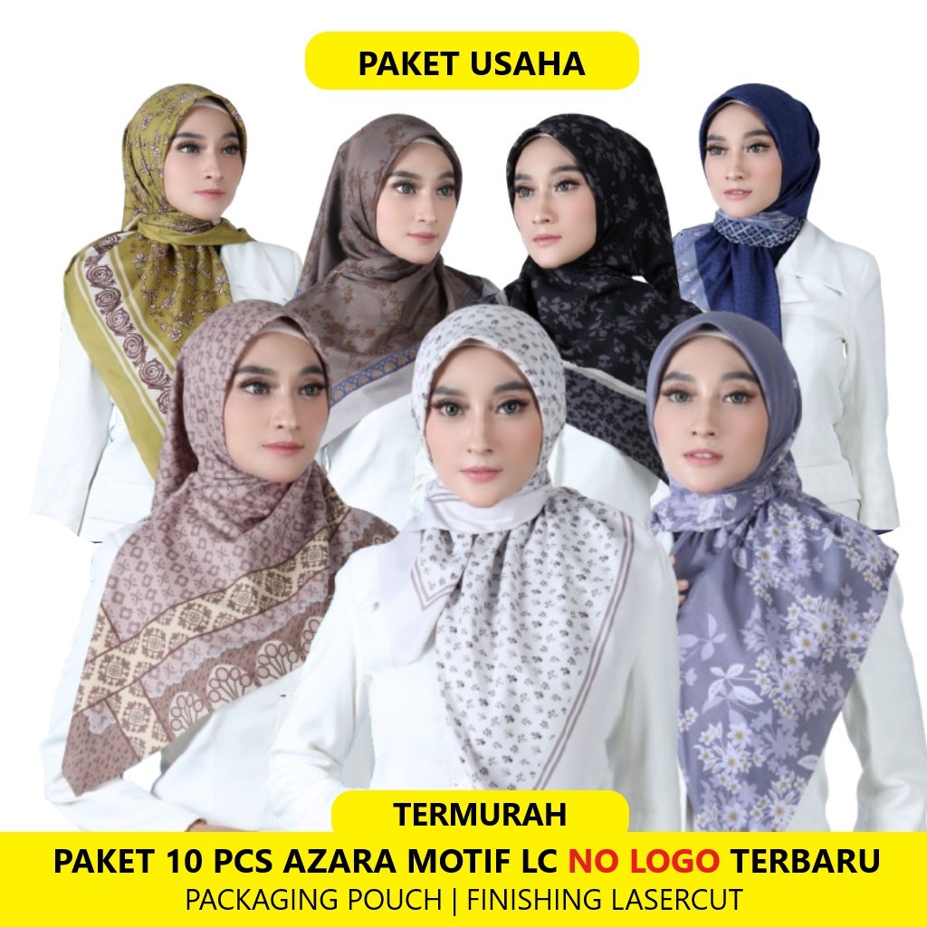 Jual 10 Pcs Hijab Segiempat Azara Oskara Motif Printing Laser Cut ...