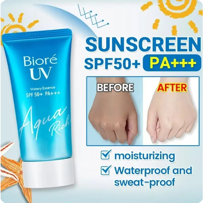 Jual Biore UV Aqua Rich Watery Essence Sunscreen Sun screen Sunblock SPF 50 PA++++ Waterproof ...