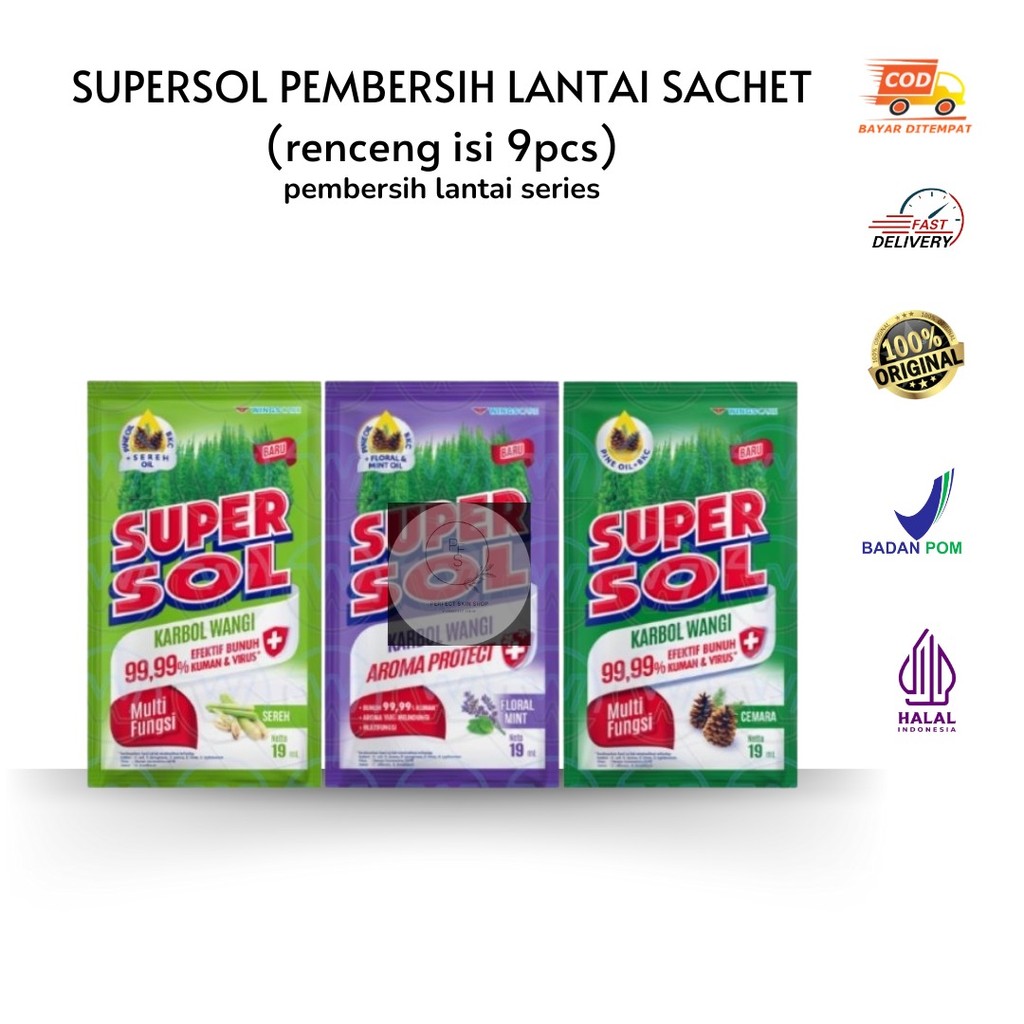 Jual Supersol Pembersih Lantai Sachet 38ml (1 Renceng isi 9pcs ...