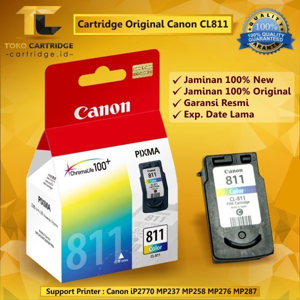 Jual Cartridge Tinta Canon CL811 Color Original CL 811 Colour Katrid CL-811 Warna Printer IP2770 ...