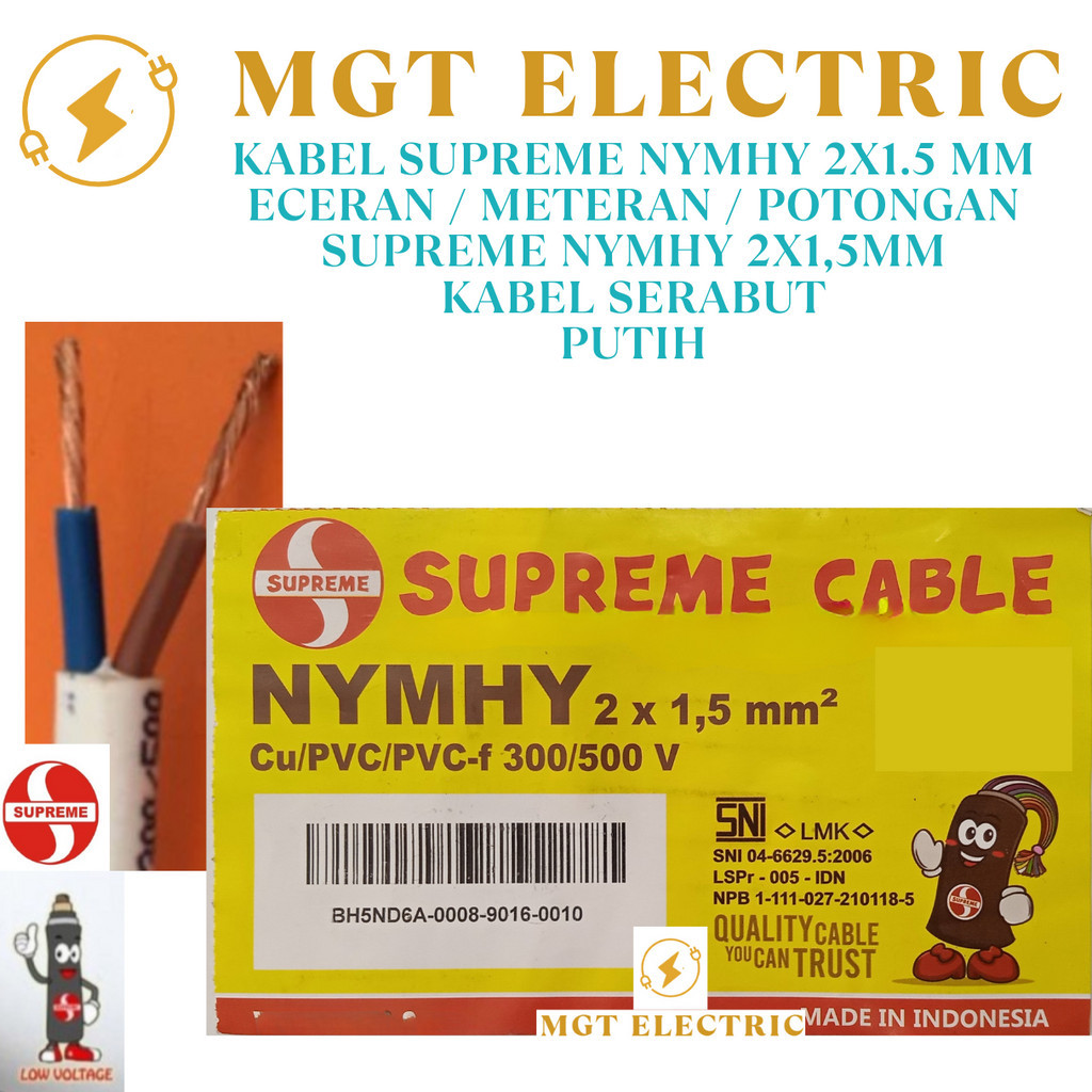 Jual Kabel SUPREME NYMHY 2X1.5 Mm Putih Eceran / SUPREME NYMHY 2x1,5mm | Shopee Indonesia