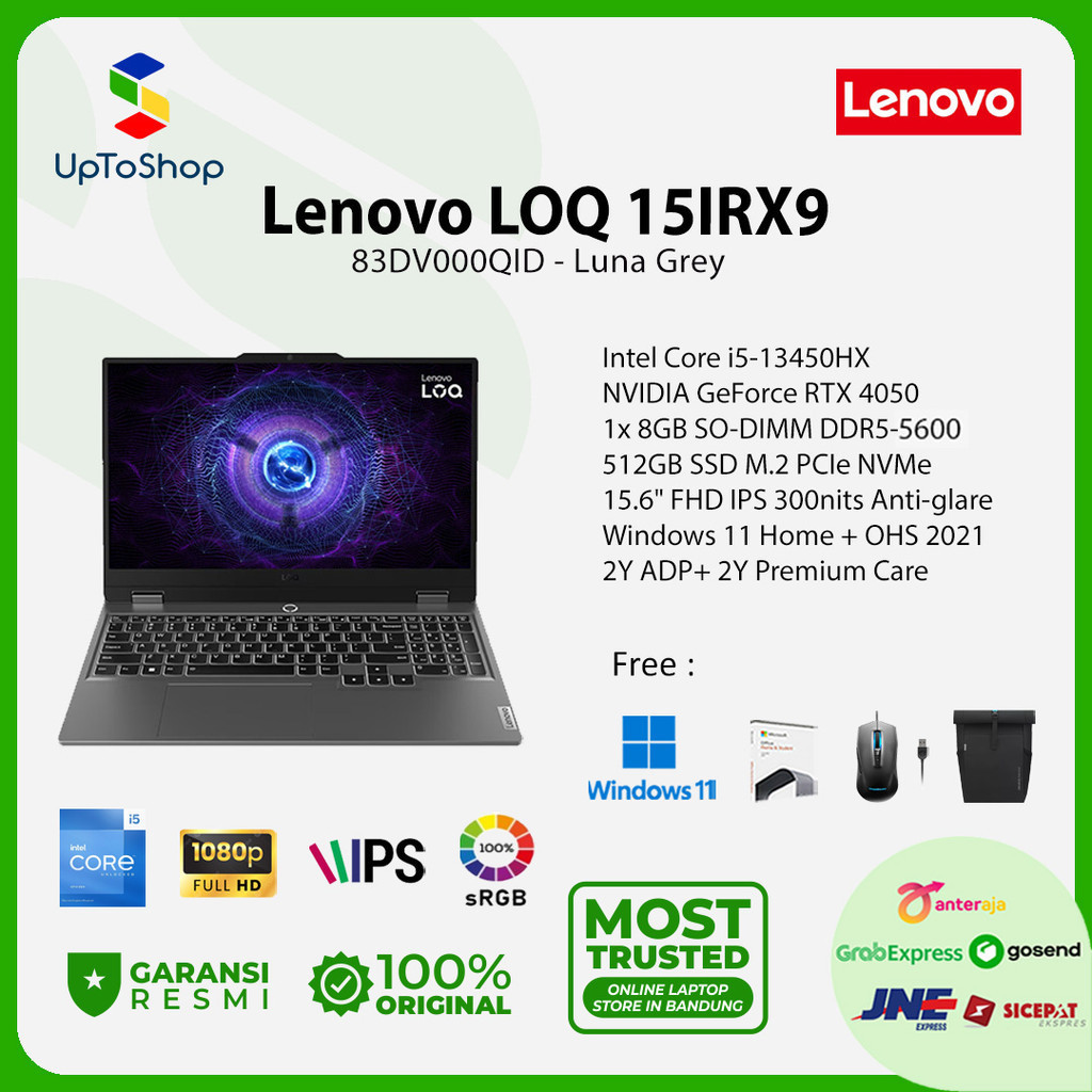 Jual Lenovo LOQ 15IRX9 0QID Core i5-13450HX 8GB 512GB RTX4050 W11+OHS | Shopee Indonesia