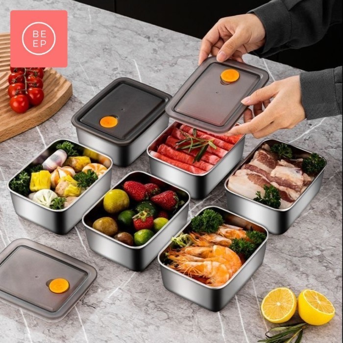 Jual Kotak makanan toples stainless penutup katup kotak simpan makanan ...
