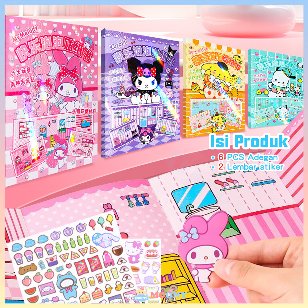Jual Moony Sticker book sanrio Buku sticker lucu Viral quiet book 3D ...