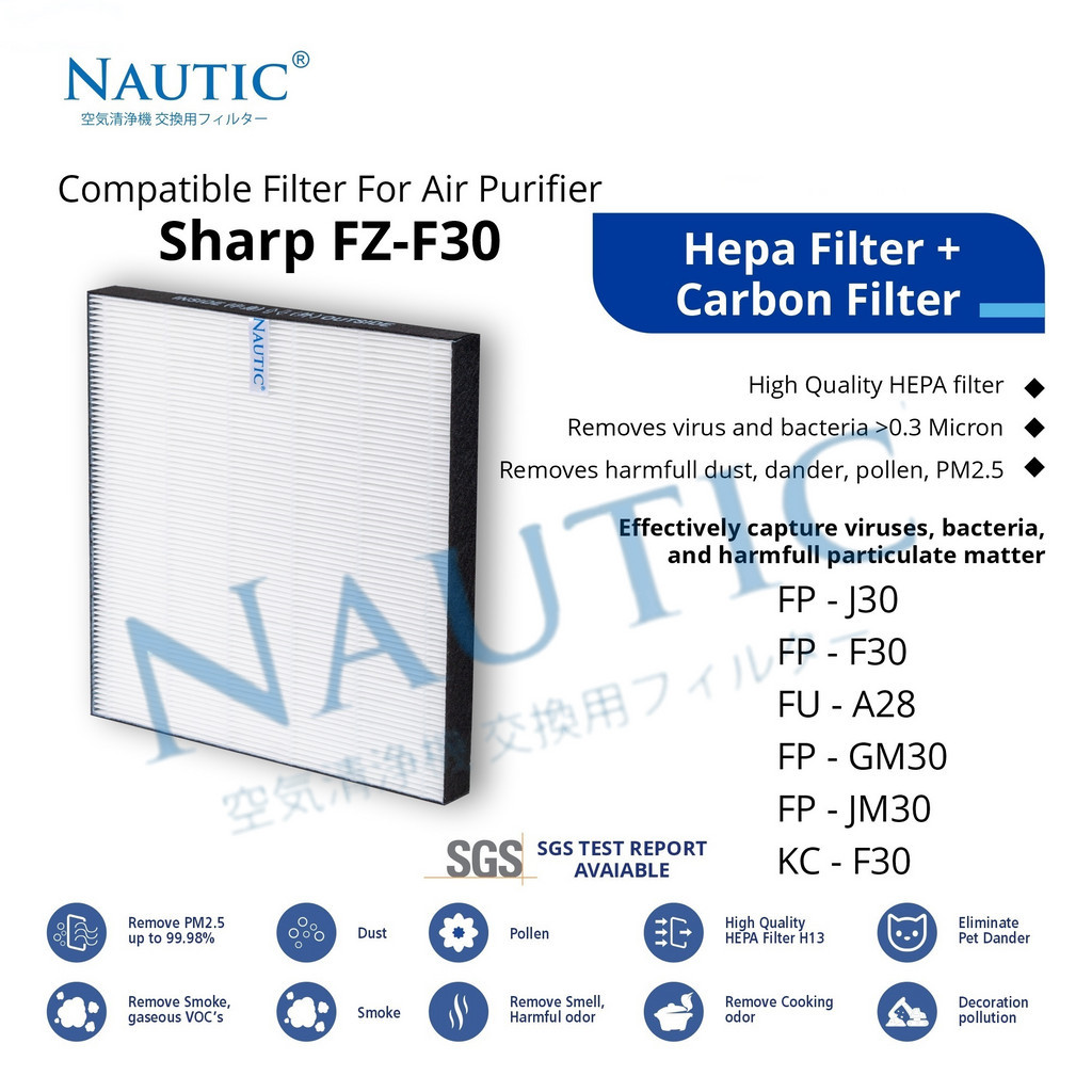 Jual Hepa Filter sharp FZ-F30HFE / FP-J30 / FZ-Y28FE / FP-F30 / FP-F30Y / FP-J30Y / FU-A28E / FP ...
