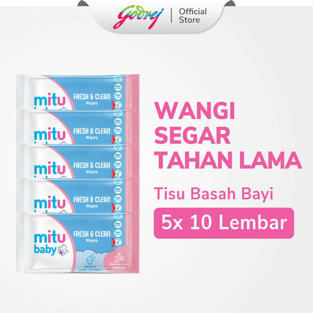 Jual Mitu Baby Fresh & Clean Blooming Cherry 10s x5 - Tisu Basah Bayi ...
