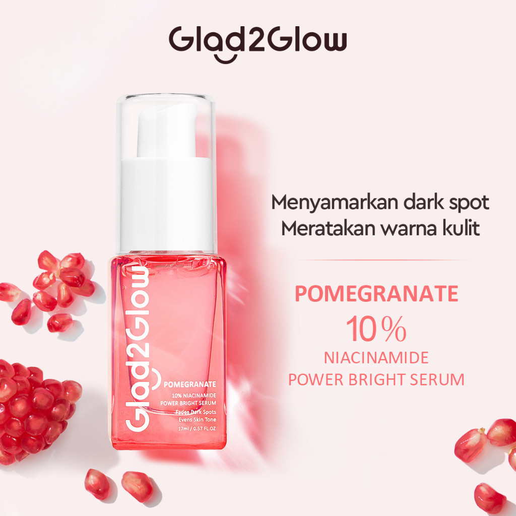 Jual Glad2Glow Pomegranate 10% Niacinamide Power Bright White Serum ...