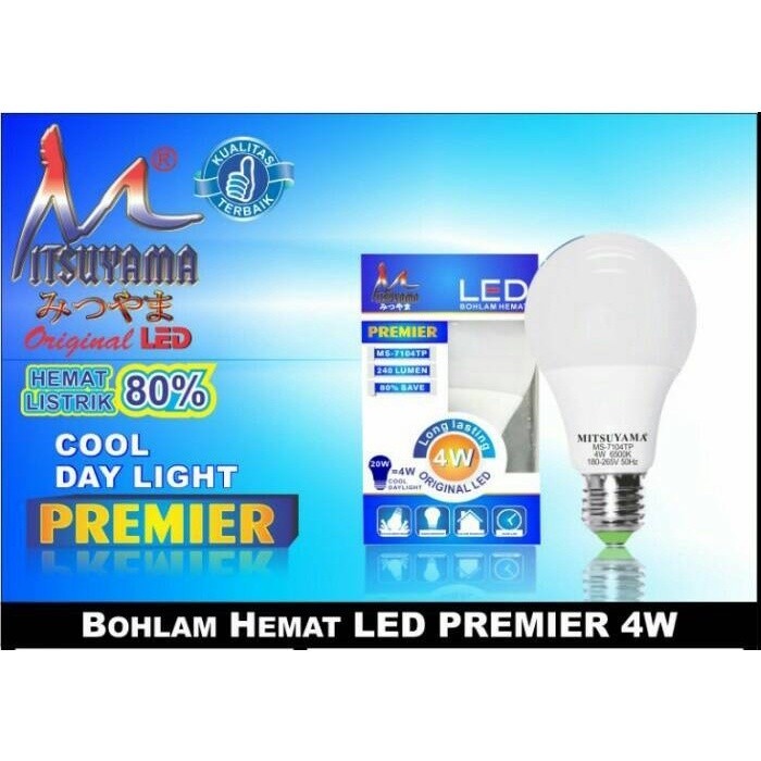 Jual Bohlam Lampu LED Putih 4/6/8/10/15 Watt Premier Mitsuyama MS-71xxTP / Bola Lampu | Shopee ...