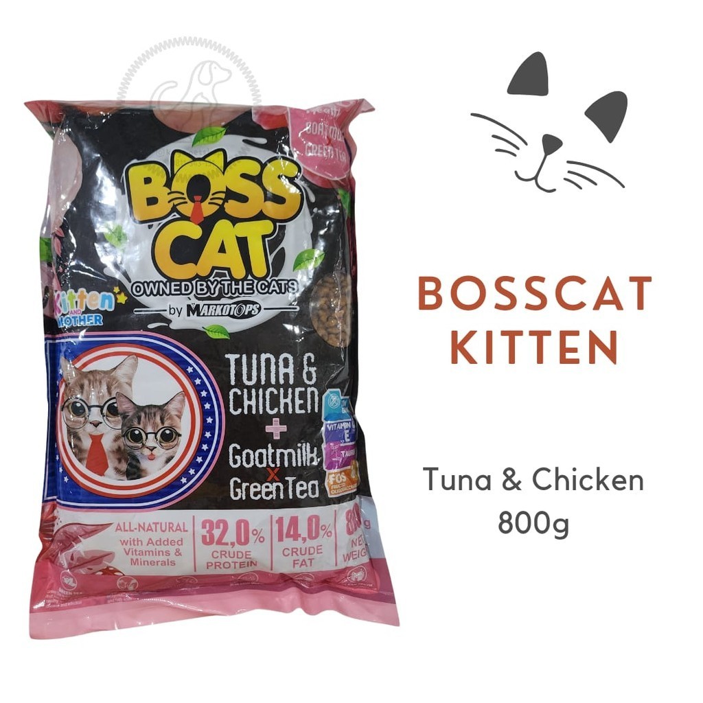 Jual Makanan Kucing BOSSCAT Dry 800g - Kitten Tuna & Chicken | Shopee ...
