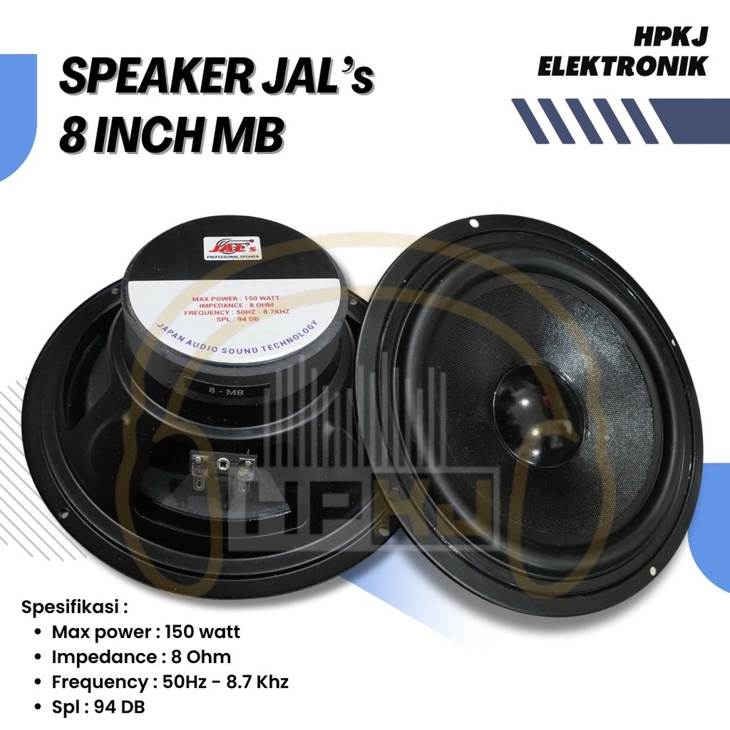 Jual SPEAKER KOMPONEN JAL 8" MB SPEAKER JAL'S 8 INCH 150 WATT | Shopee Indonesia