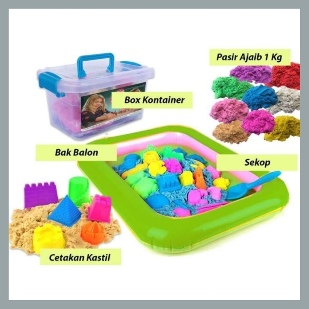 Jual pasir mainan anak 1 kg reffil satu set + pasir ajaib kolam ...