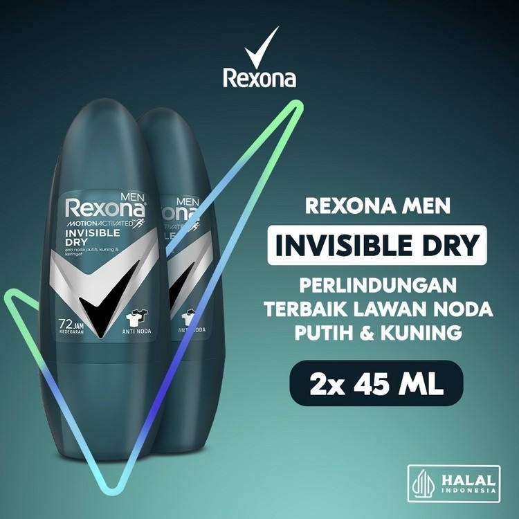 Jual Rexona Roll On Deodorant Invisible Dry 45 mL x2 | Shopee Indonesia