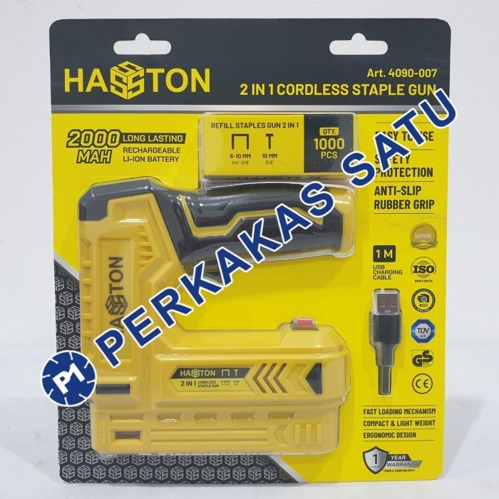 Jual GUN STAPLES CORDLESS HASSTON 4090-007 2 IN 1 NAILER HEKTER STAPLE PAKU | Shopee Indonesia