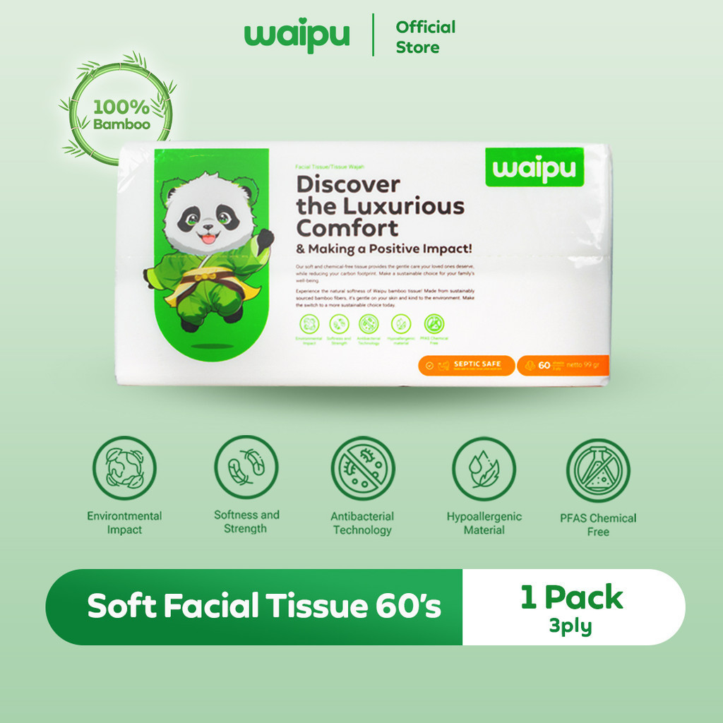Jual Waipu Premium Bamboo Tissue / Tisu Bambu - Soft Facial 60s 3ply (2 ...