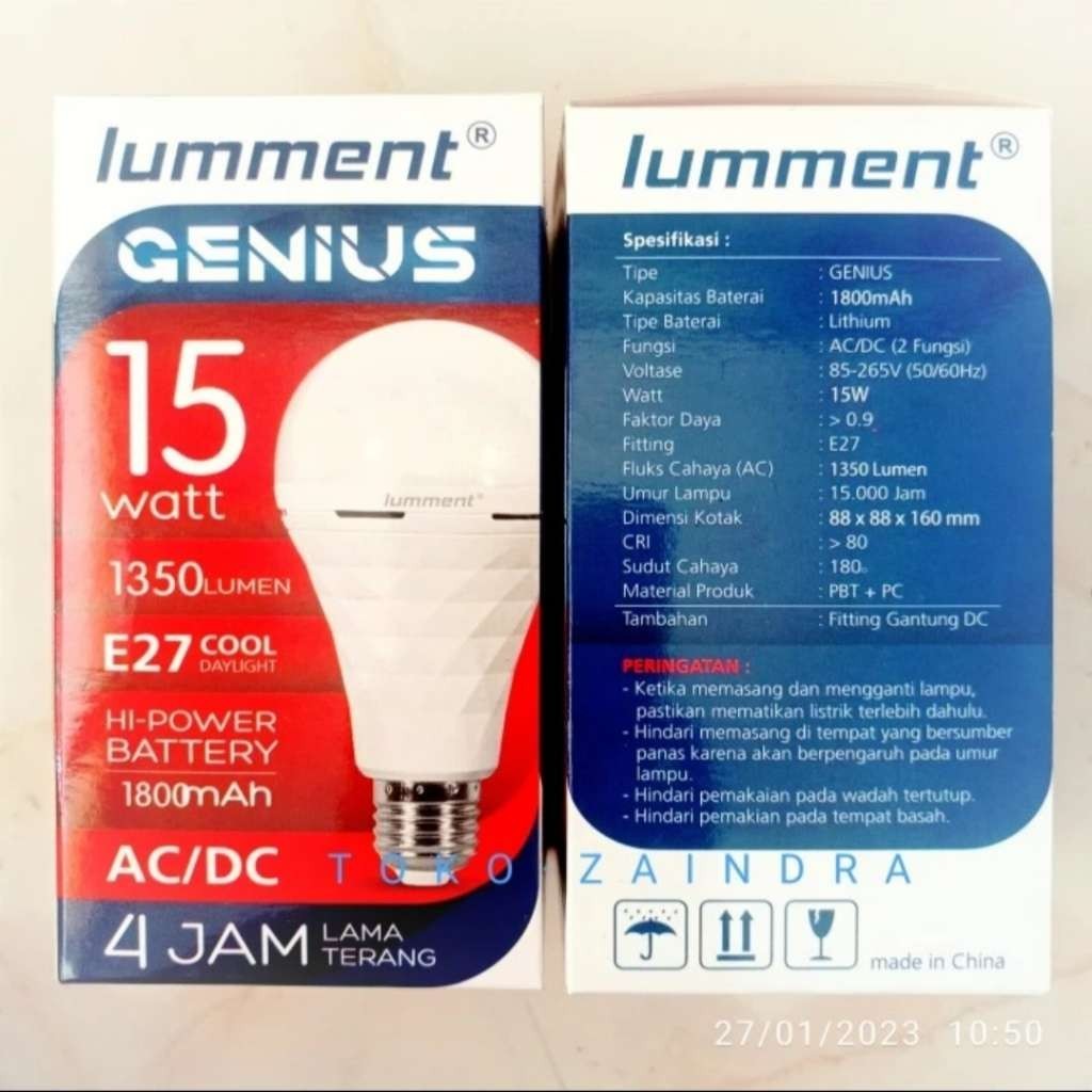 Jual Lampu led emergency AC/DC lumment genius 15 watt | Shopee Indonesia