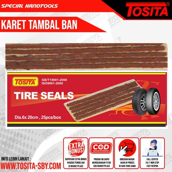 Jual TOSITA - LEM CACING Karet Tubeless Tubles Tambal Ban 20cm 8" 25pcs ...