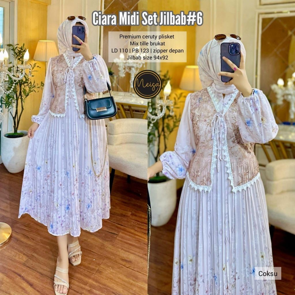 Jual 1702 CIARA MIDI SET JILBAB 6 by MeiSa | Shopee Indonesia