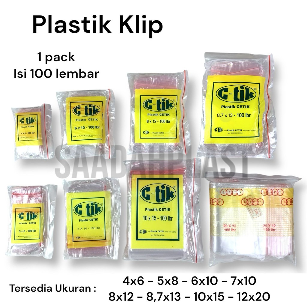 Jual Plastik PE Klip 3x5 4x6 5x8 6x10 7x10 8x12 8,7x13 10x15 / Kantong ...