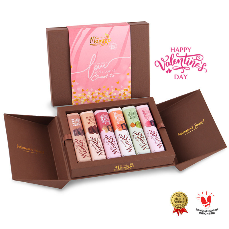 Jual Valentine Chocolate Gift Box 6x40gr Bars l Cokelat Monggo l Coklat ...