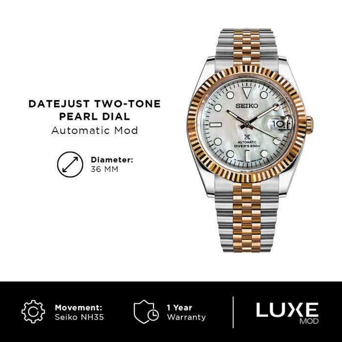 Jual Seiko Mod Datejust Two tone Pearl Dial Automatic NH35 | Shopee ...