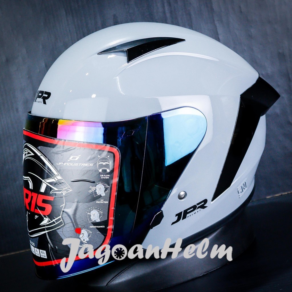 Jual RR15 SOLID |GORILLA GREY GLOSS | HALFACE | SINGLE VISOR | RR-15 ...