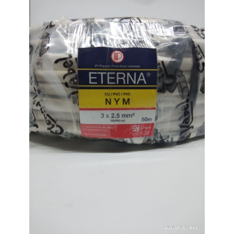 Jual Kabel Eterna NYM 3x2,5 @50m 3x2.5 putih tunggal kawat | Shopee Indonesia