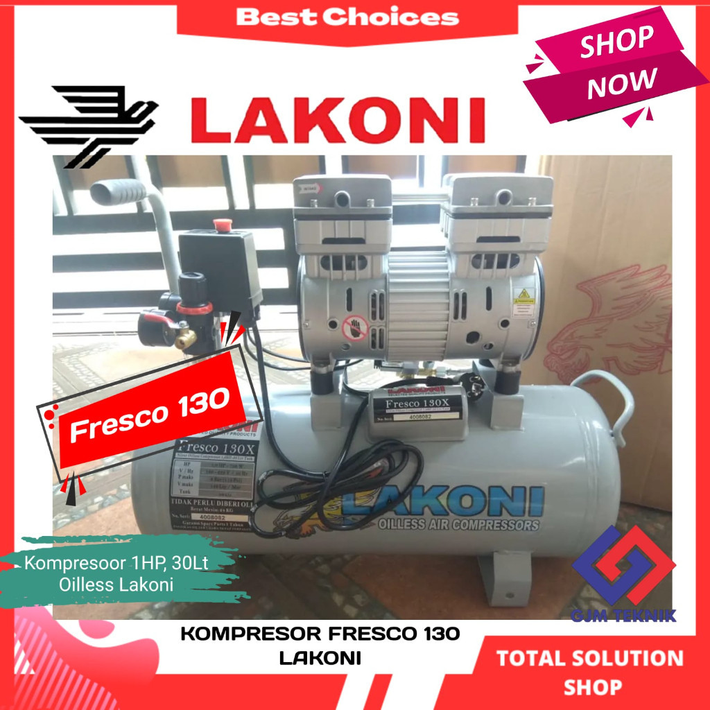 Jual Kompresor silent Lakoni Fresco 130 tabung 30 liter oilless 1PK ...