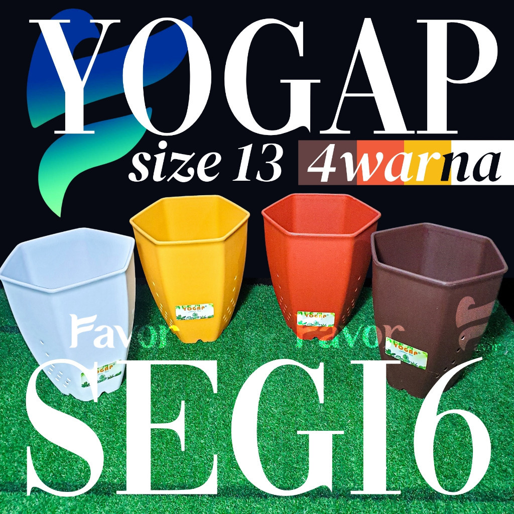 Jual Pot Bunga Yogap Segi 6 (4 WARNA ) Ukuran 13 PUTIH - KUNING - MERAH ...