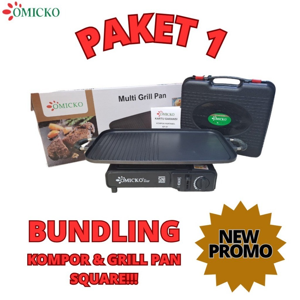 Jual Paket Grill BBQ Set Kompor Portable Alat Panggang Grill Pan Square ...